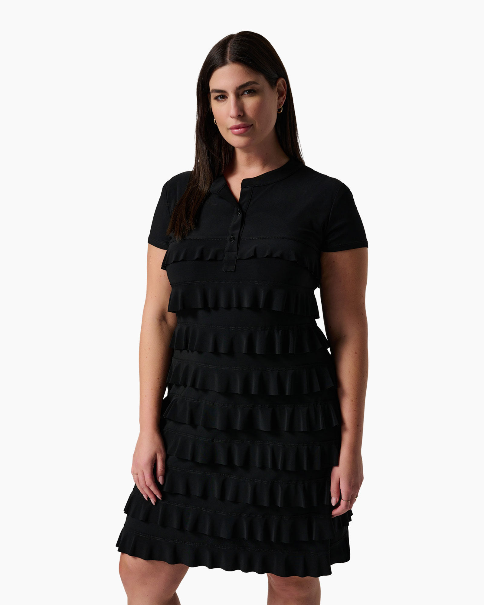 Joseph Ribkoff Midi Jurk Korte Mouwen Zwart