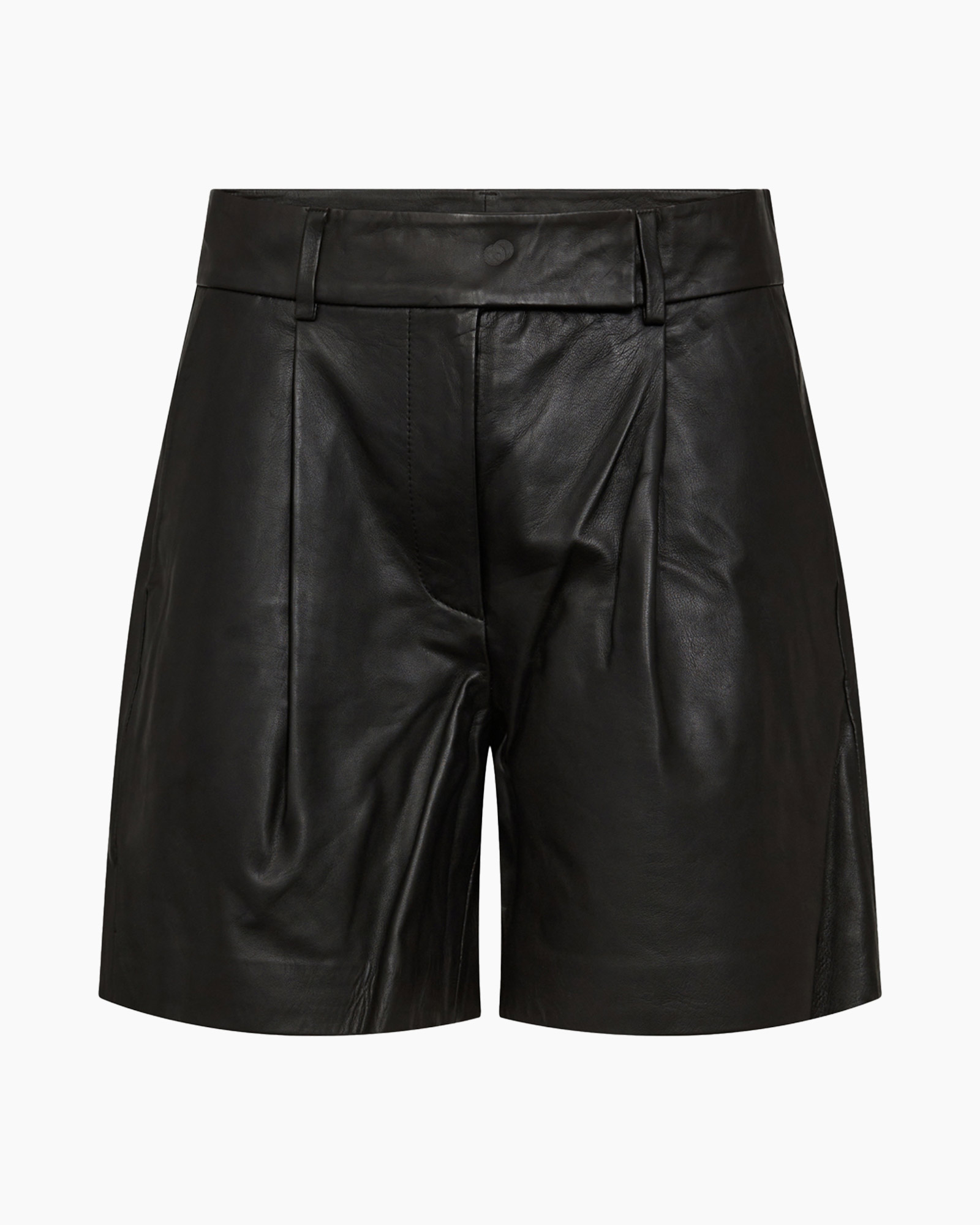 Co Couture Korte Broek Phoebe Leather Pleat Zwart