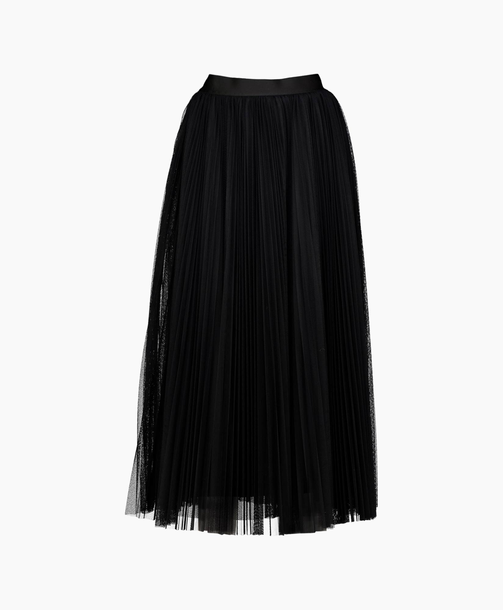 Forte_forte Midi Rok Tulle Pliss Zwart